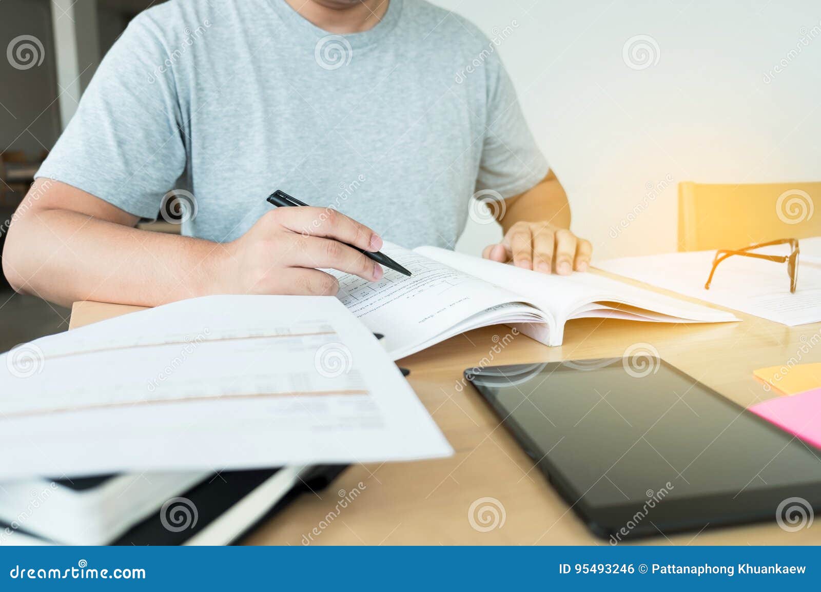 Close Up of Studying Student Hands Writing in Book during Lecture ...