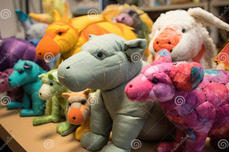 Close-up of Stuffed Animals in Various Stages of Completion Stock ...