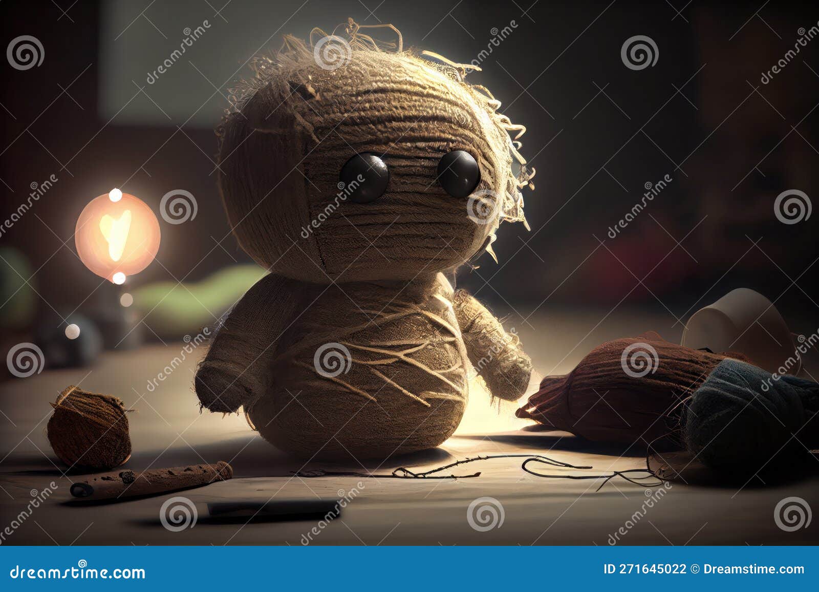 Stuffed Textile Voodoo Doll on a Table. Generative AI Stock ...