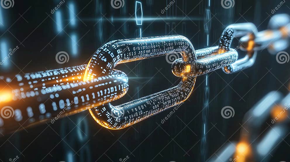 Futuristic Digital Chain Link Data Security Blockchain Technology Cyber Security Concept AI ...