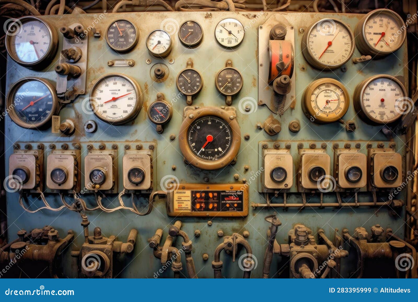 Close-up of Submarine Control Panel with Buttons and Dials Stock Image ...
