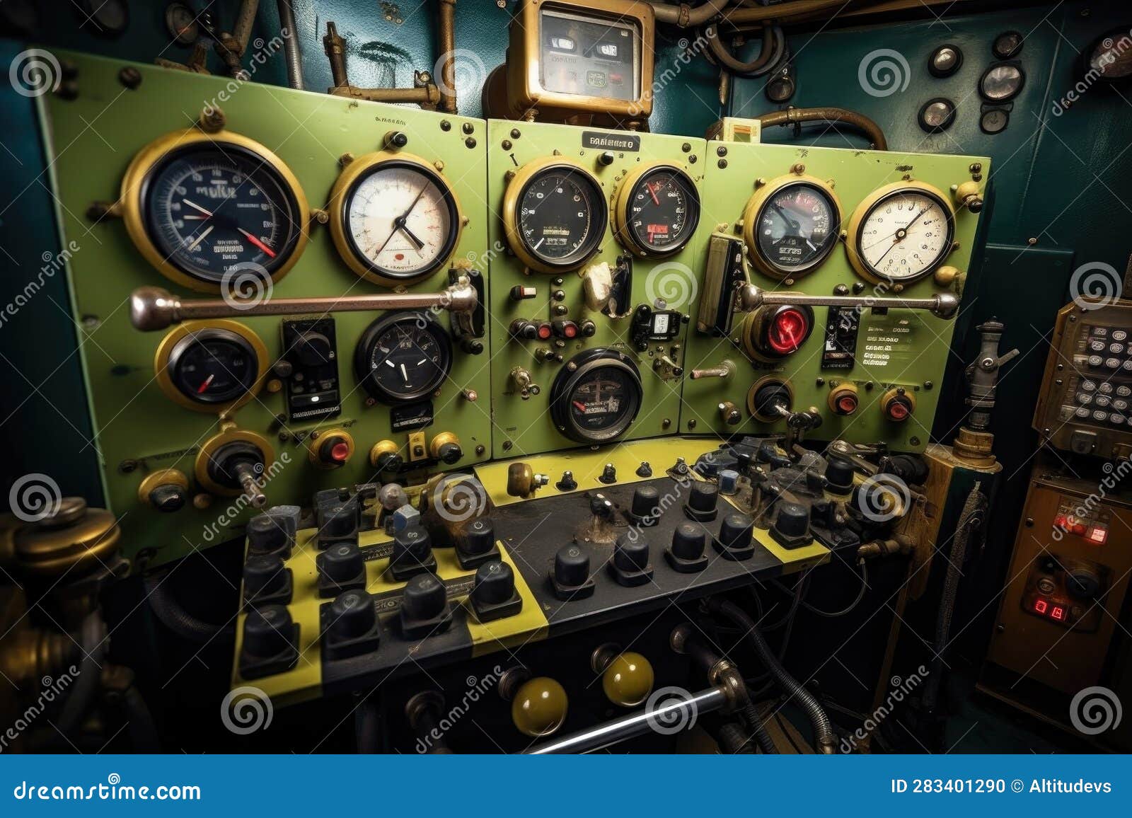 Close-up Of Submarine Control Panels With Various Buttons Stock Image ...