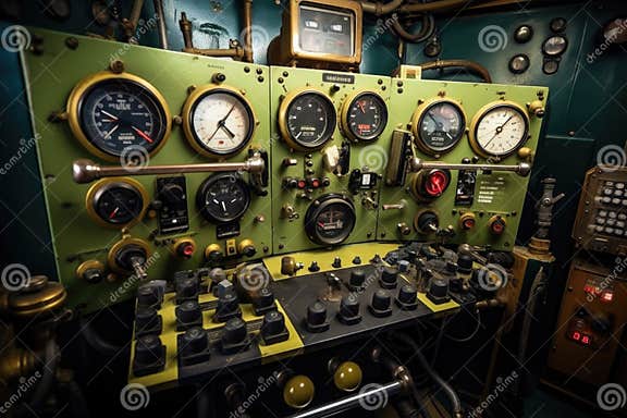 Close-up of Submarine Control Panel with Buttons and Dials Stock ...