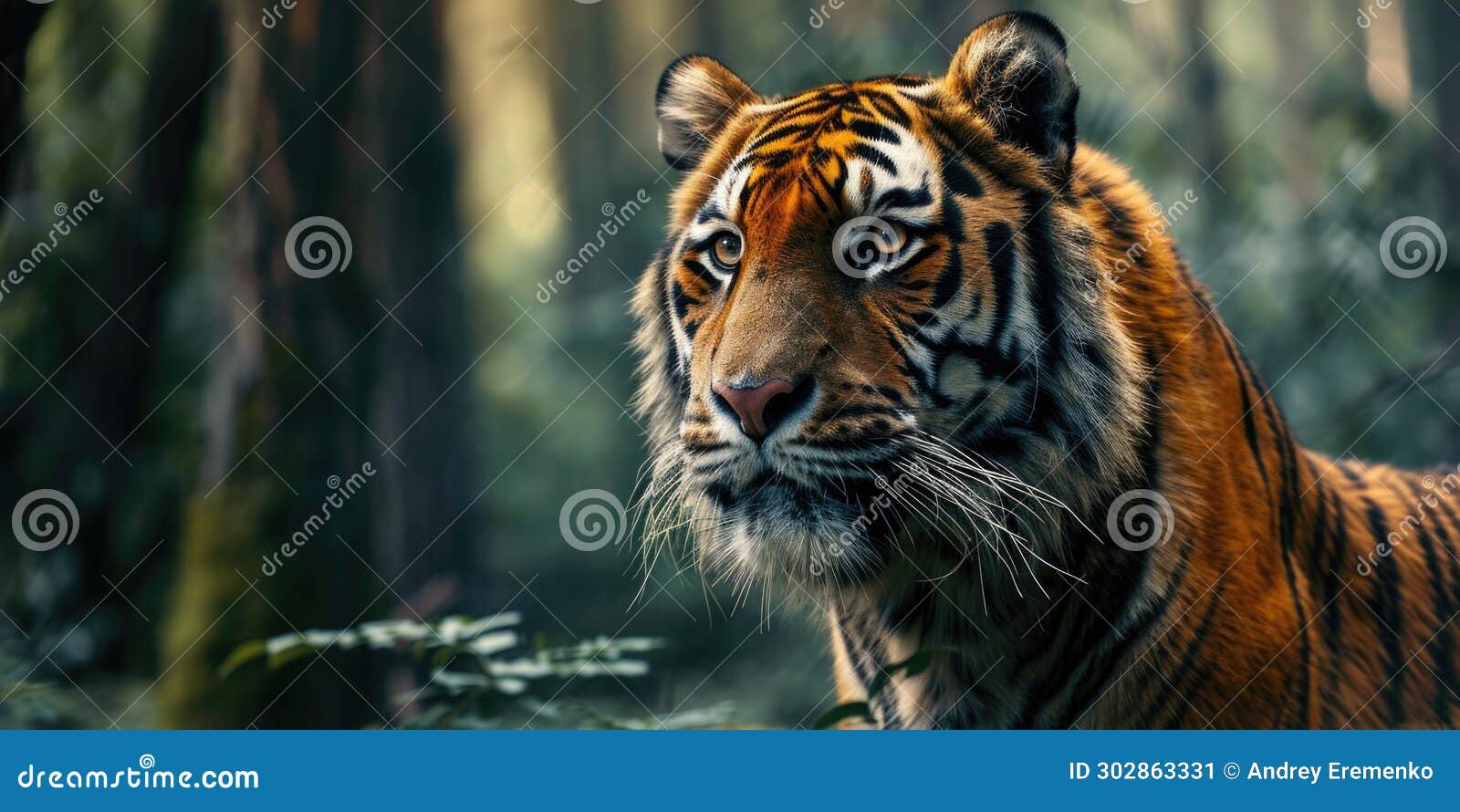 Close-up of a Sumatran Tiger in a Jungle Stock Illustration ...