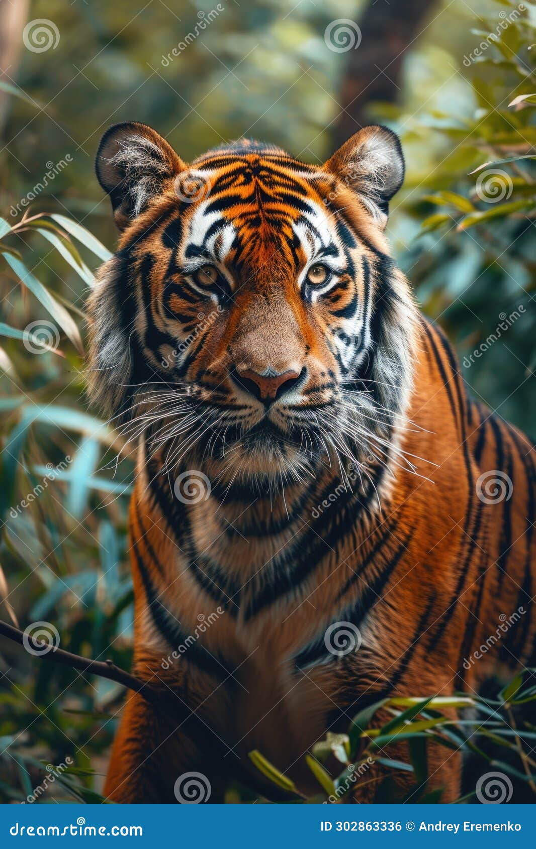 Close-up of a Sumatran Tiger in a Jungle Stock Illustration ...