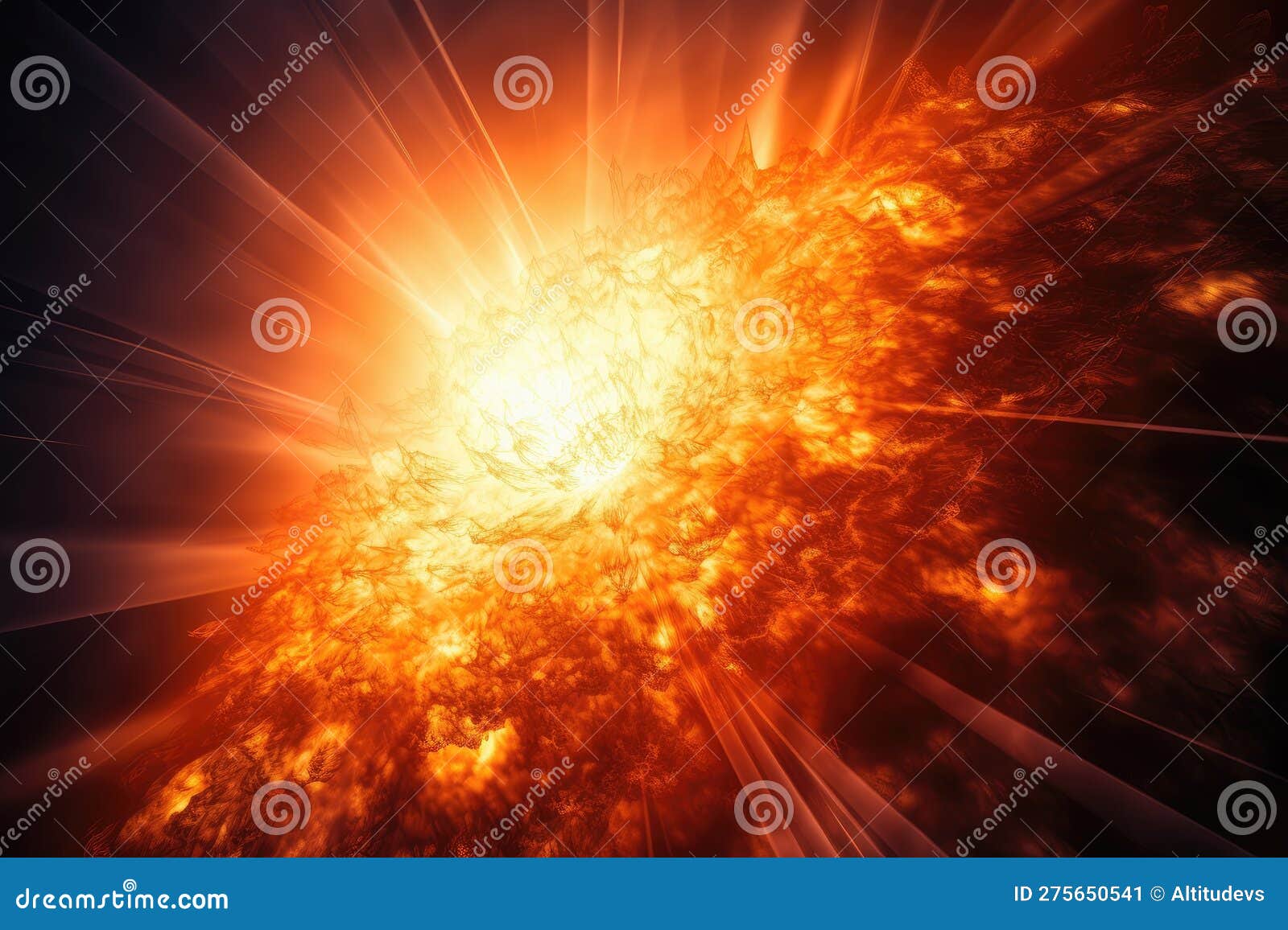 Close-up of Sun, with Bursts of Flames and Intense Explosions Stock ...