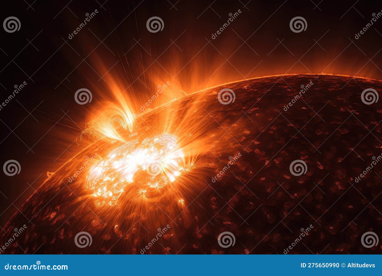 Close-up of Sun, with Bursts of Light and Energy Illuminating the Solar ...