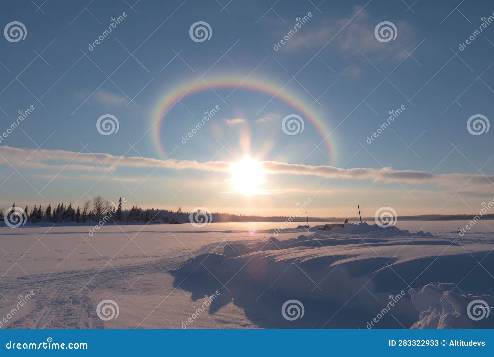 Close-up of Sun Dogs on a Clear Arctic Sky Stock Illustration ...
