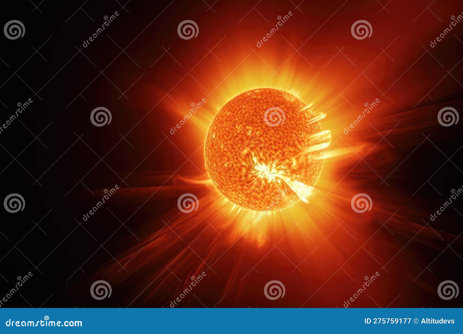 Close-up of the Sun, with Dramatic Explosions and Flares Stock ...