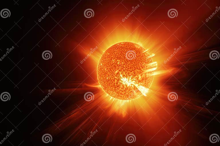 Close-up of the Sun, with Dramatic Explosions and Flares Stock ...