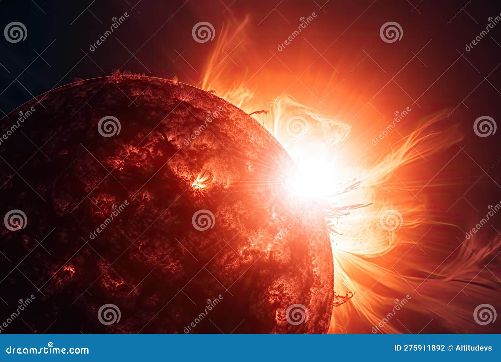 Close-up of the Sun, with Dramatic Explosions and Flares Stock ...