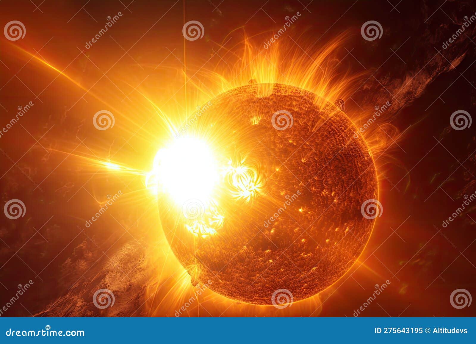 Close-up of Sun, with Explosions and Flares Visible Against Its Surface ...