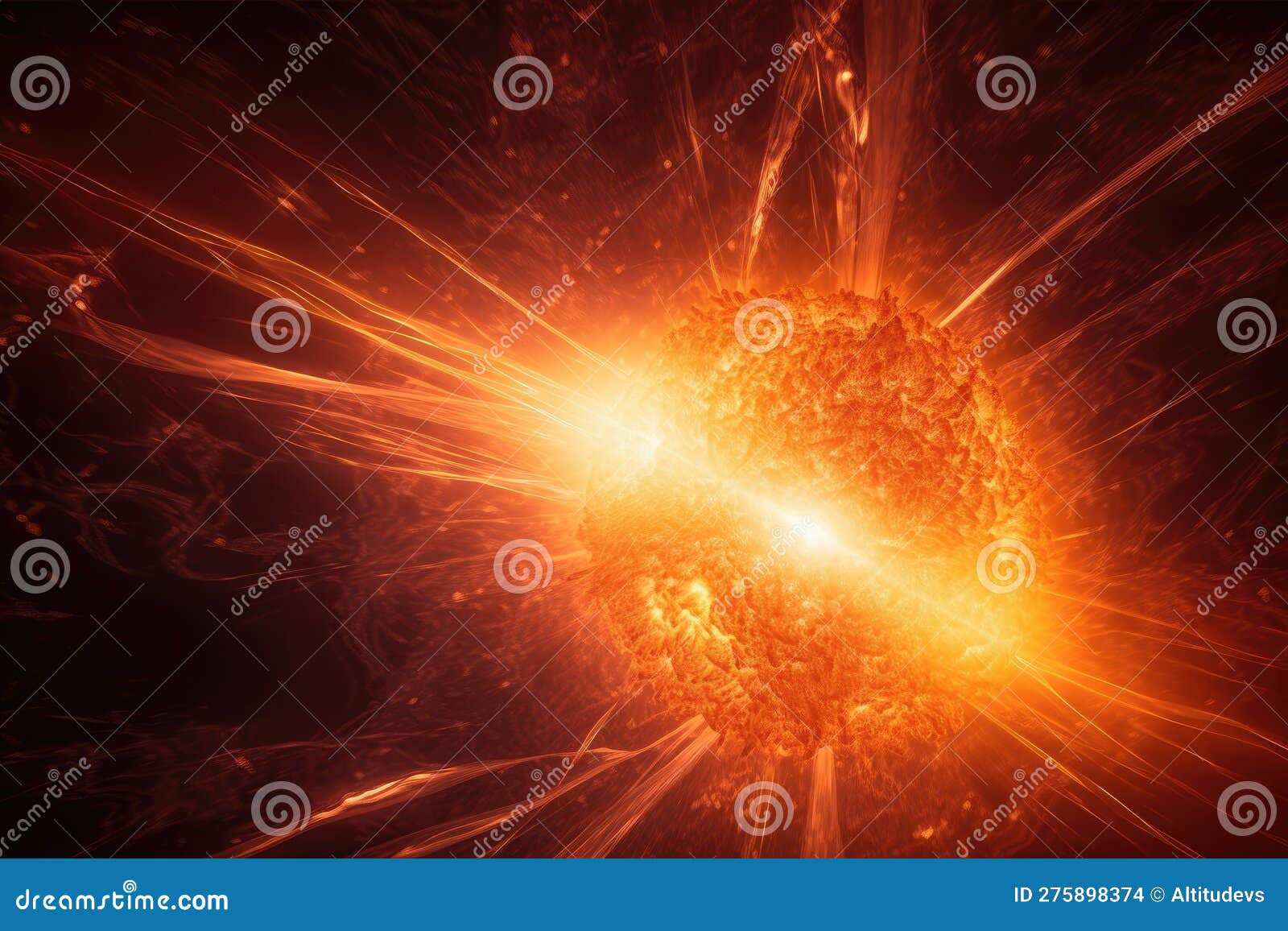 Close-up of Sun, with Fiery Explosions and Bursts of Light Stock ...