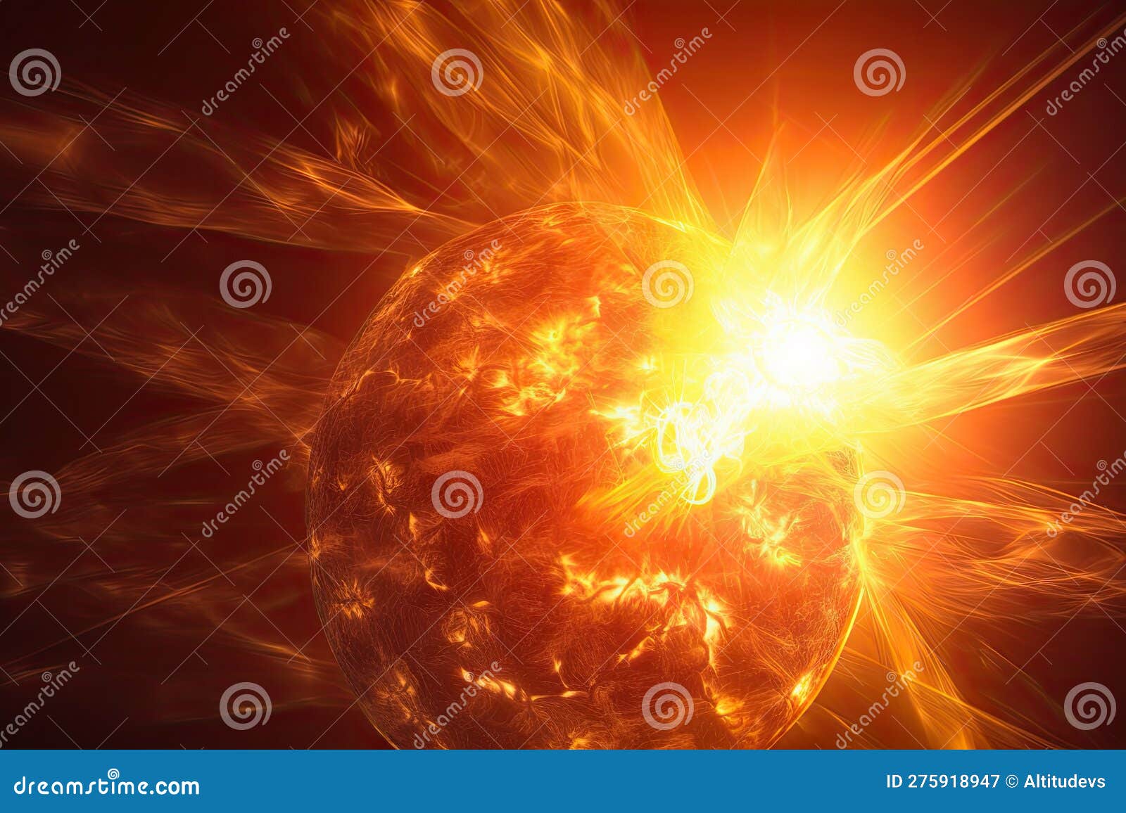 Close-up of Sun, with Fiery Explosions and Bursts of Light Stock ...