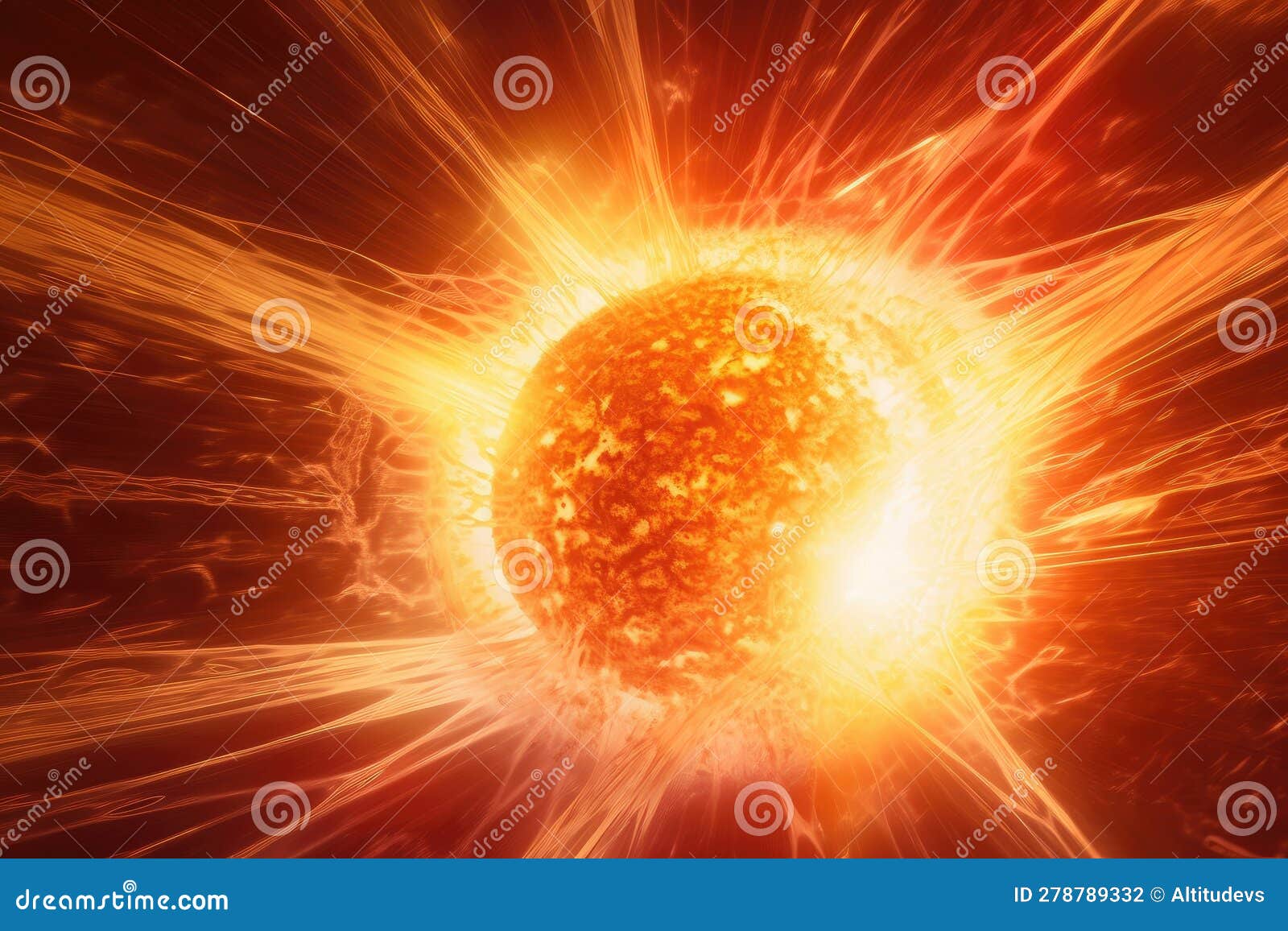 Close-up of Sun, with Fiery Explosions and Bursts of Light Stock ...