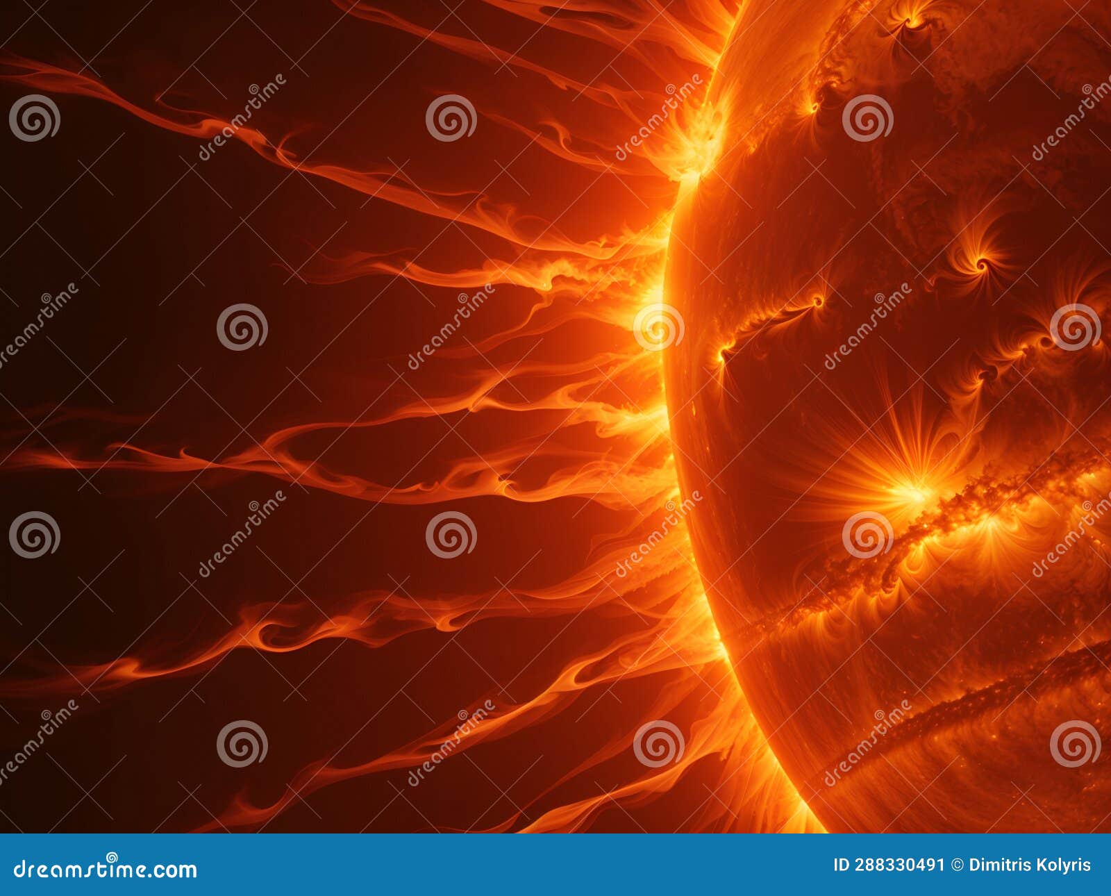 Close-up of Sun Surface with Solar Flares Magnetic Storms Rays and ...