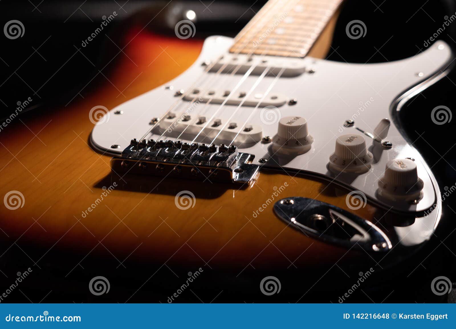 Close-up of a Sunburst Electric Guitar Stock Photo - Image of concert ...