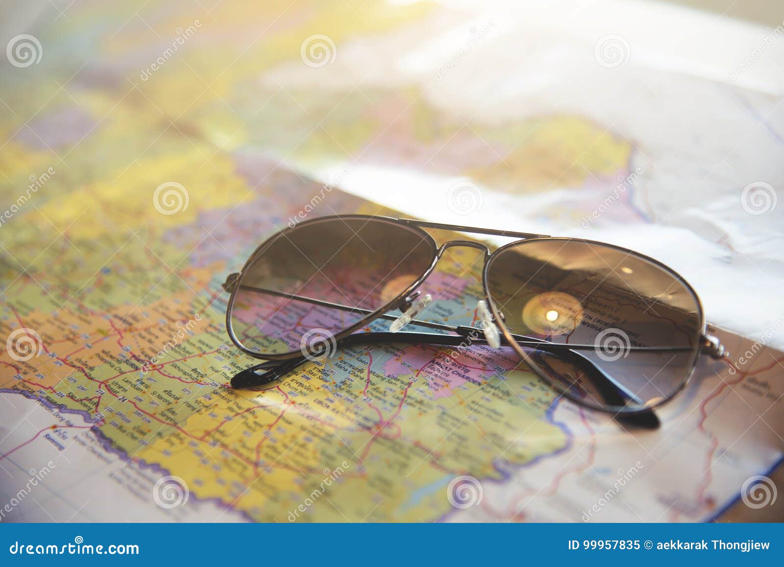 Sunglasses on the map. stock image. Image of people, male - 99957835