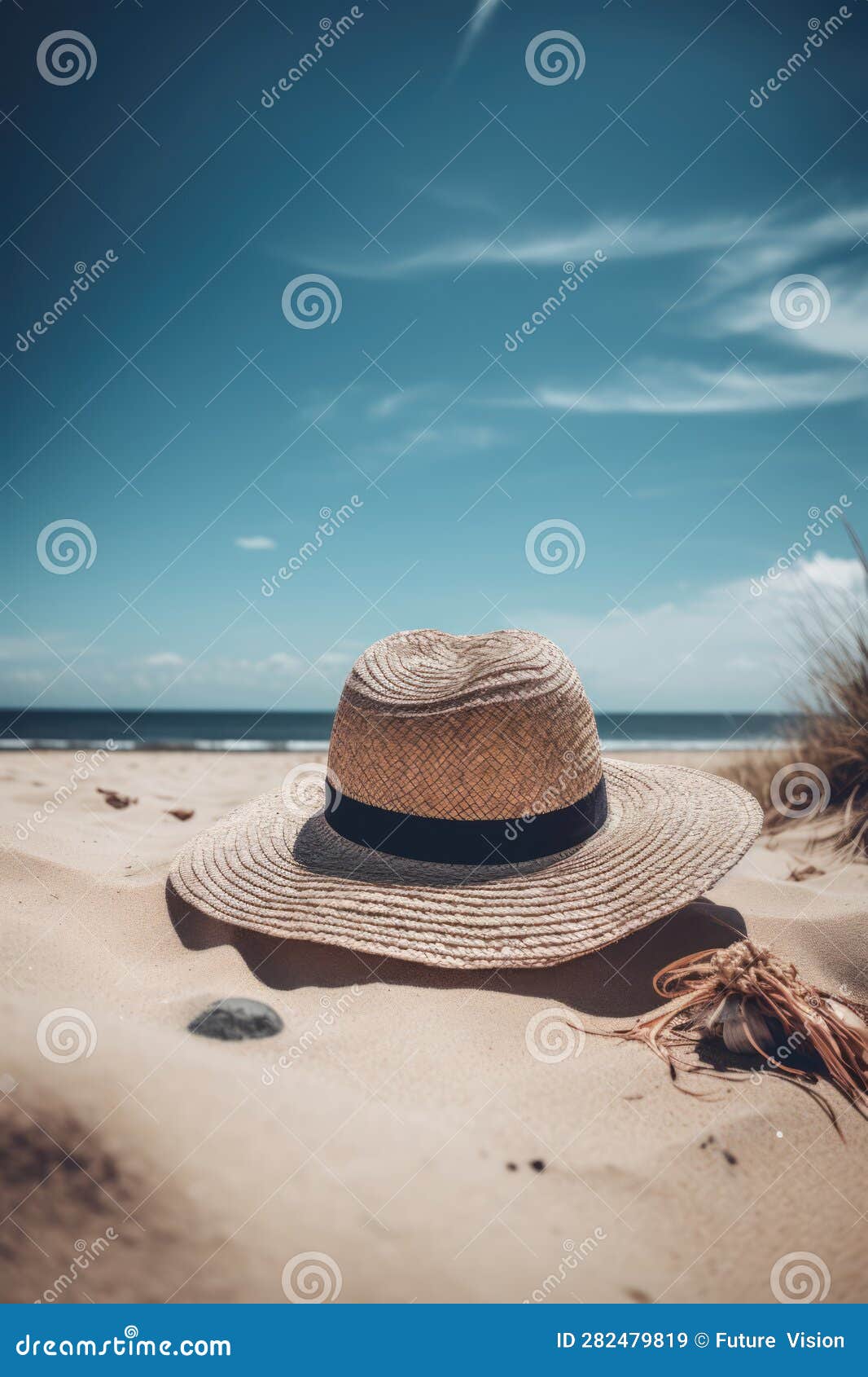 Close Up of Sunhat in Sand on Sunny Day, Created Using Generative Ai ...