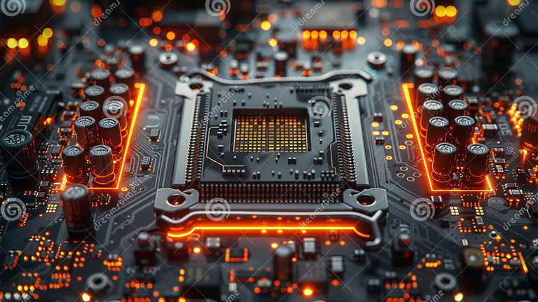 Close-up of Super Modern Processor Chip Stock Photo - Image of work ...