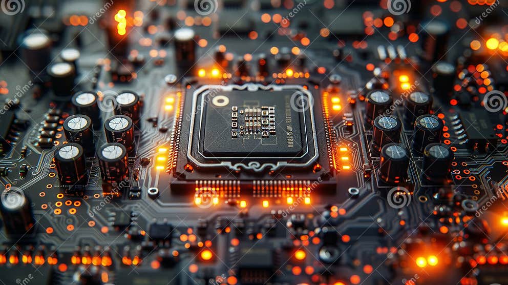 Close-up of Super Modern Processor Chip Stock Image - Image of printed ...
