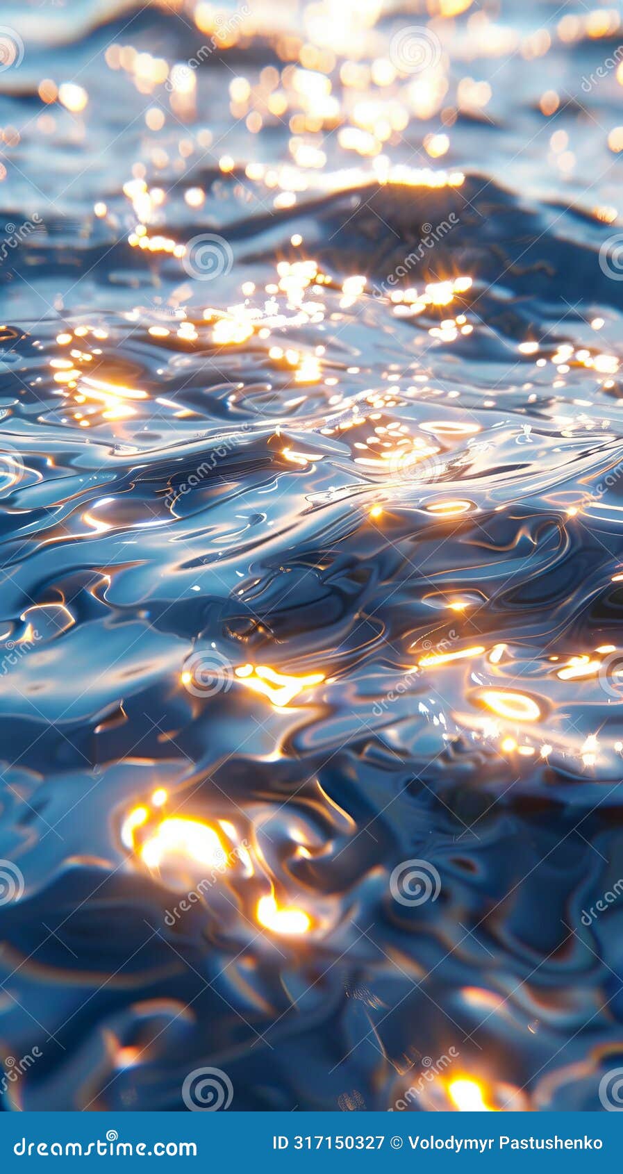 A Close Up of the Surface of Water with Sun Rays Stock Image - Image of ...