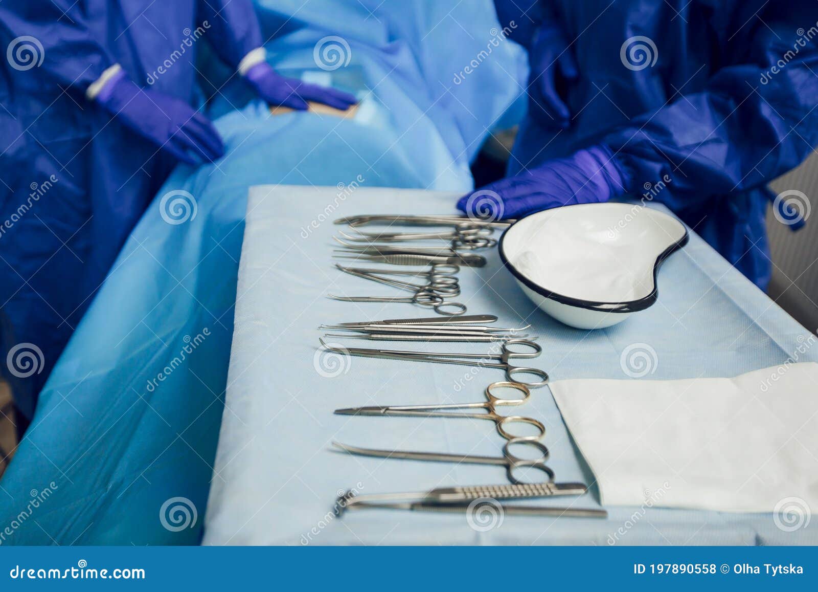 Close-up of Surgical Instruments in the Operating Room on the Table ...