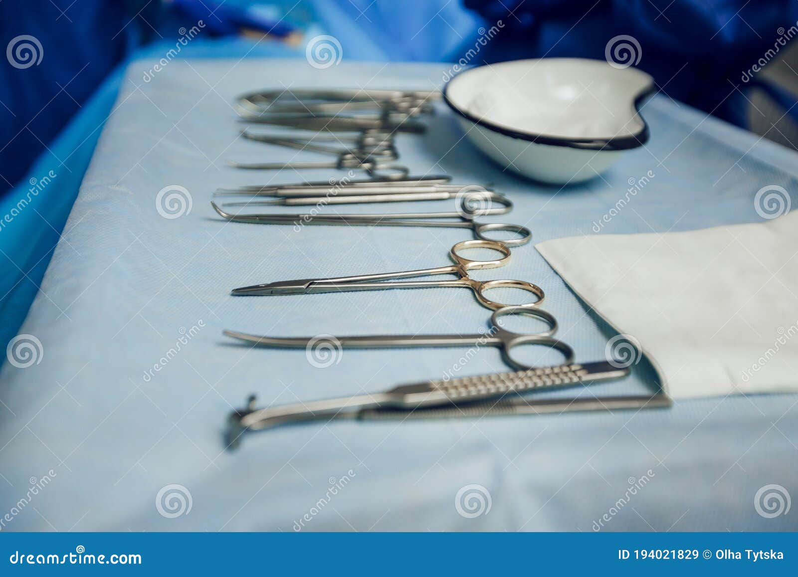 Close-up of Surgical Instruments in the Operating Room on the Table ...