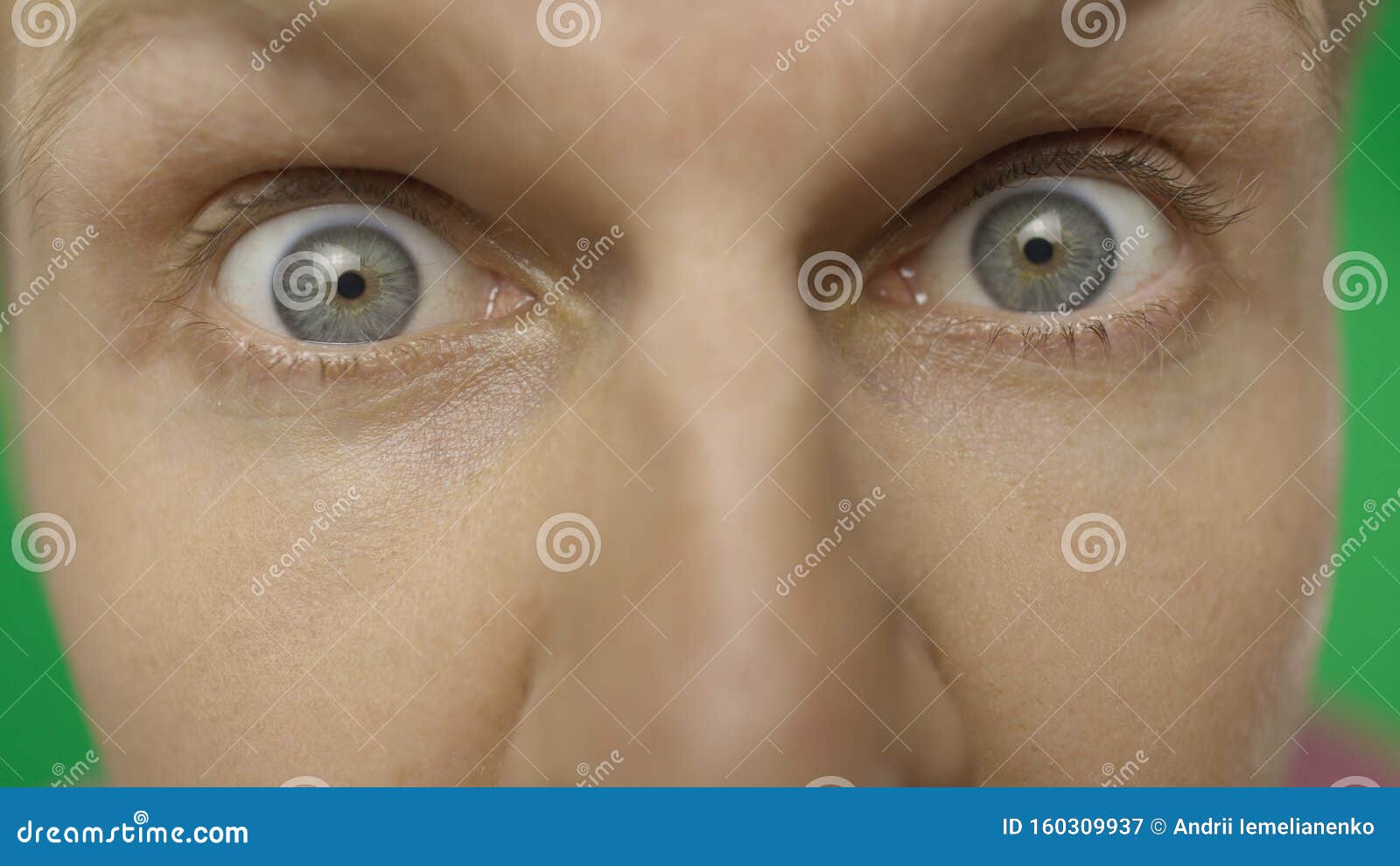 Close-up of a Surprised Emotional Man with Blue Eyes Looking into the ...