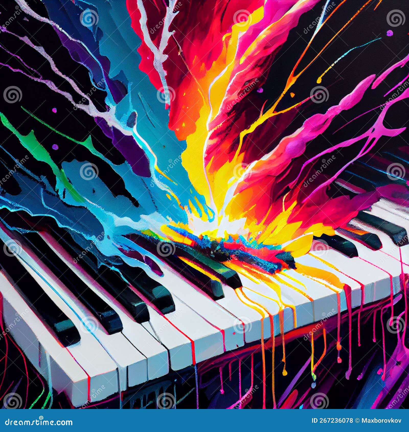 Close-up Surreal Piano with Dripping Colors. AI Generative Stock ...