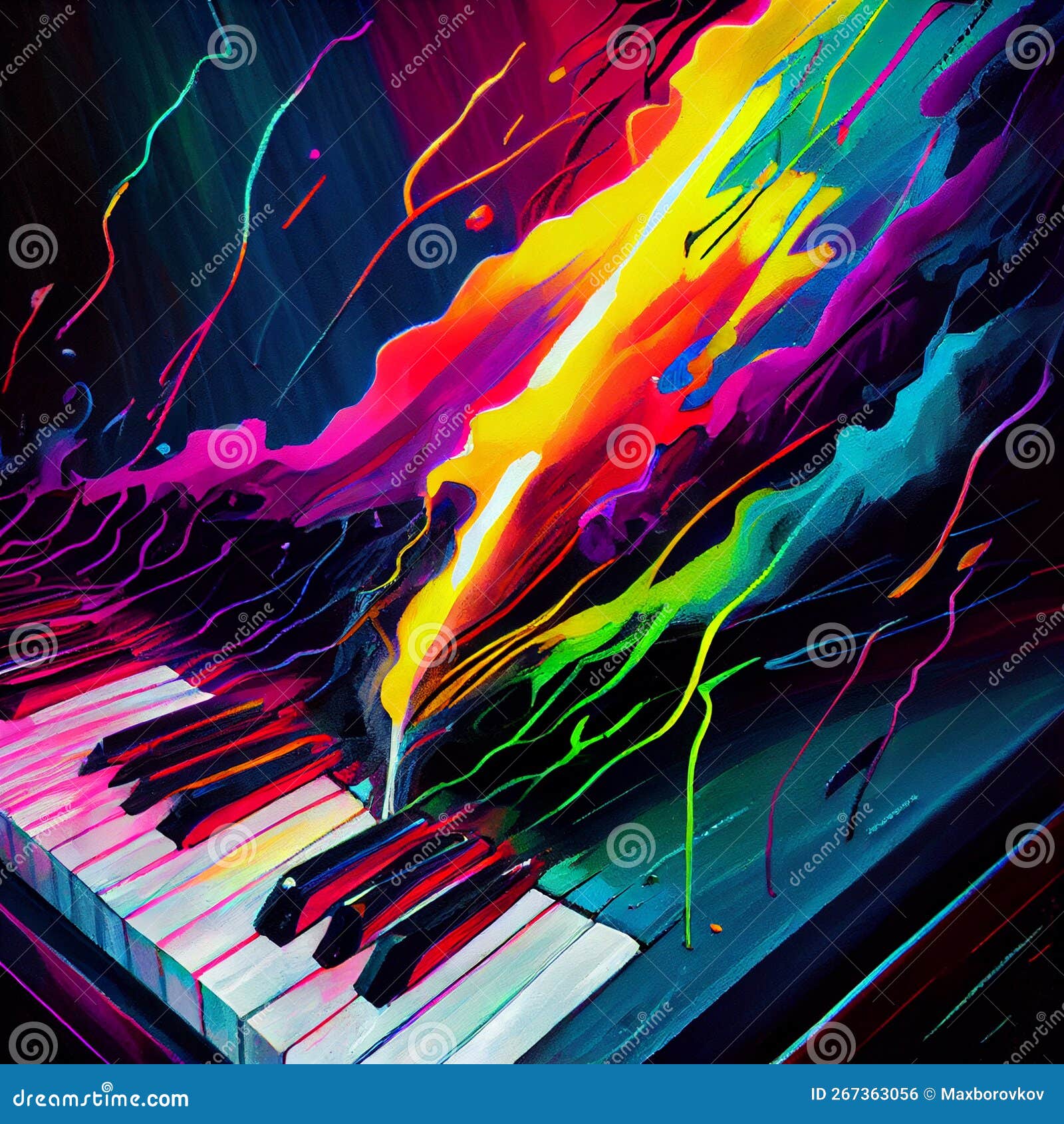 Close-up Surreal Piano with Dripping Colors. AI Generative Stock ...