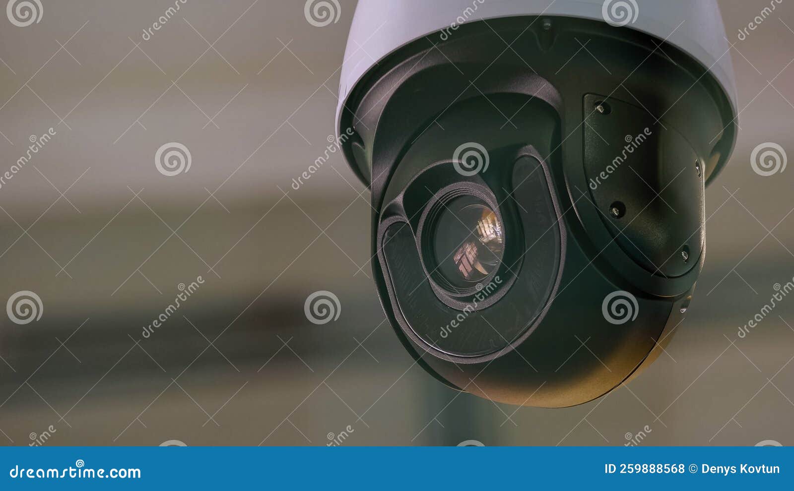 Close-up of Surveillance Video Camera Rotating Around. Stock Photo ...