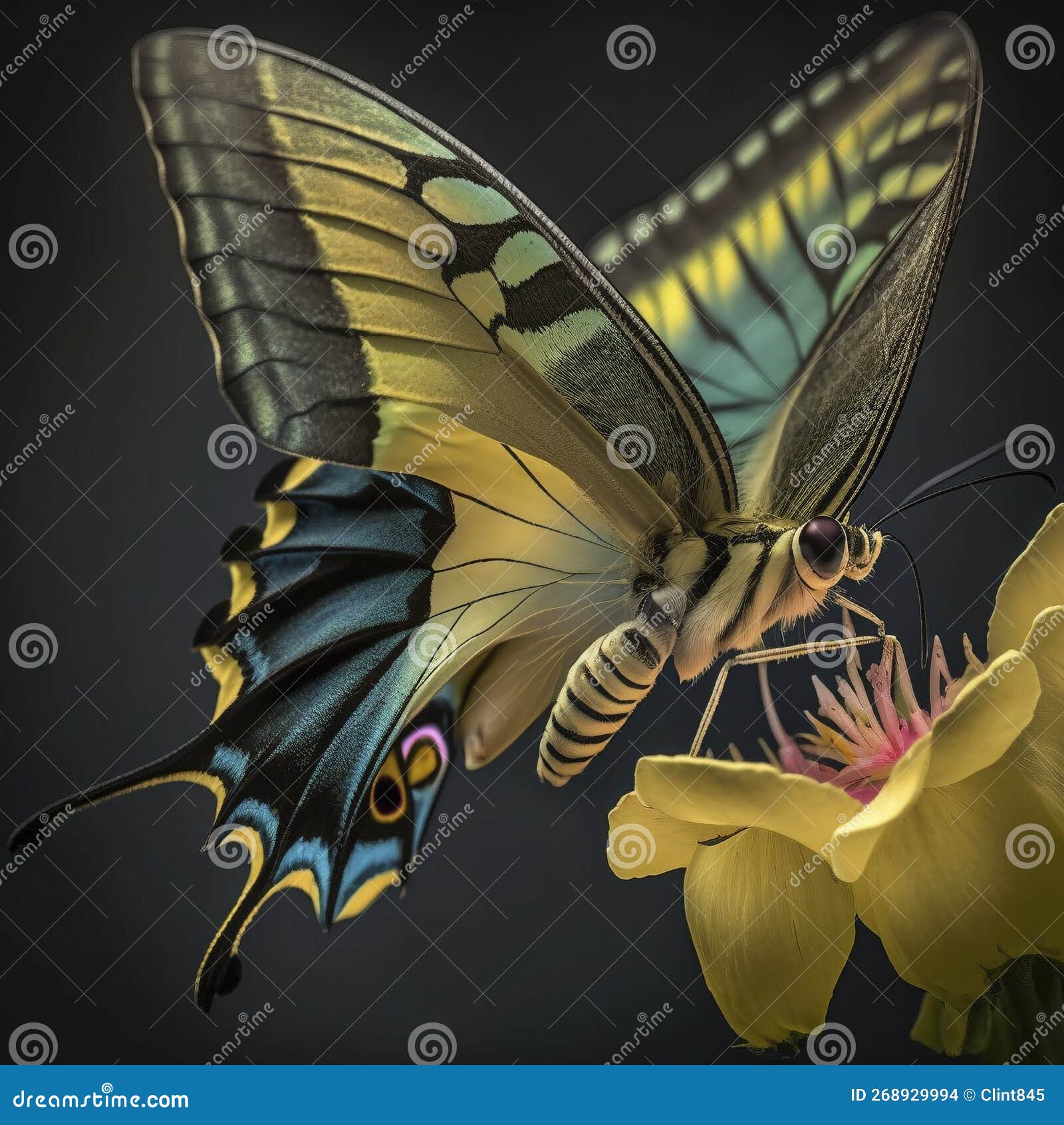 A Close-up of a Swallowtail Butterfly Hovering Over a Flower Stock ...