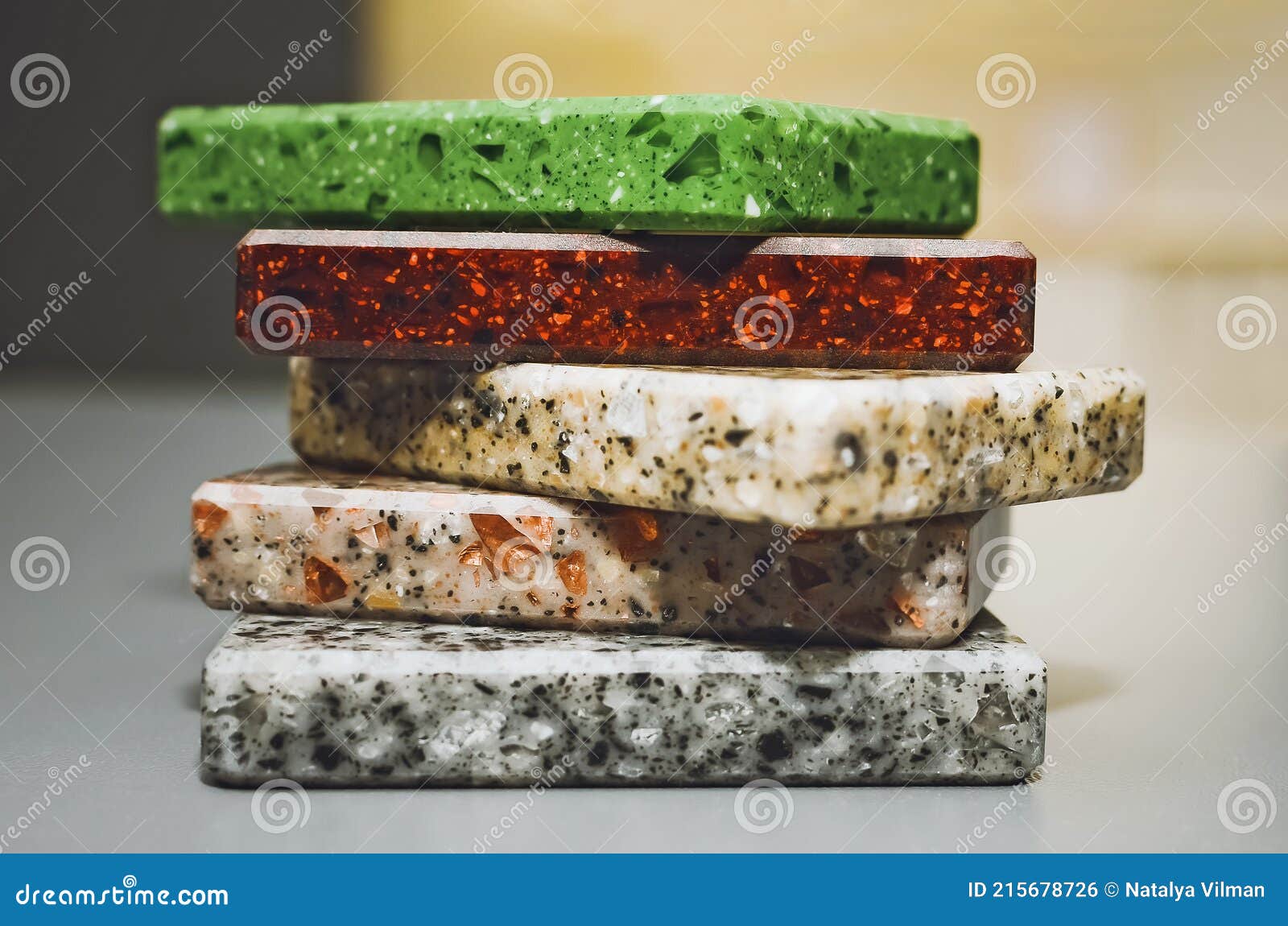 Close Up Swatch of Artificial Stone Samples Showing Various Texture and ...