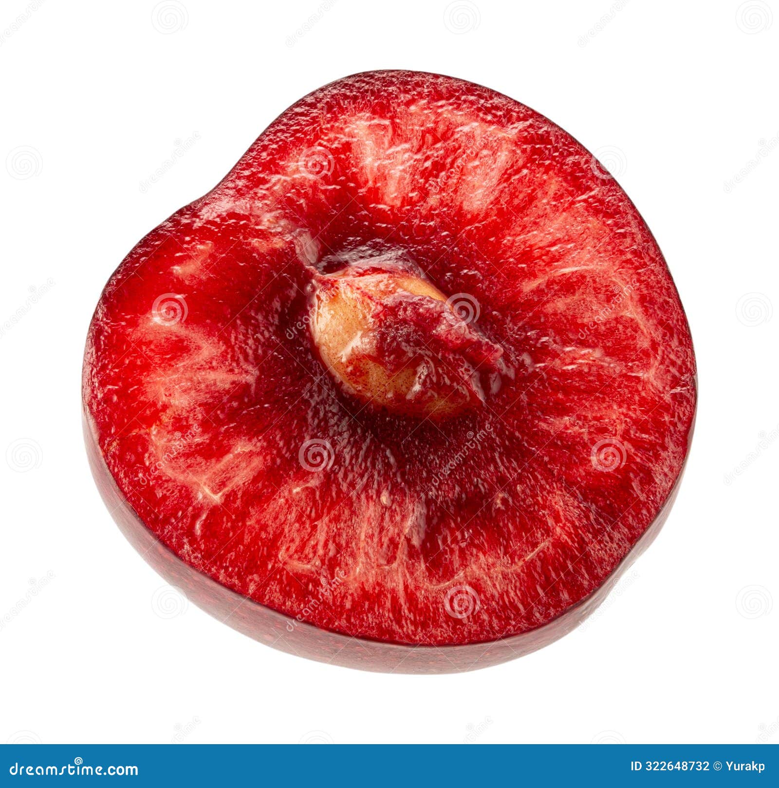Close Up of Sweet Cherry Half Isolated on a White Background. Clipping ...
