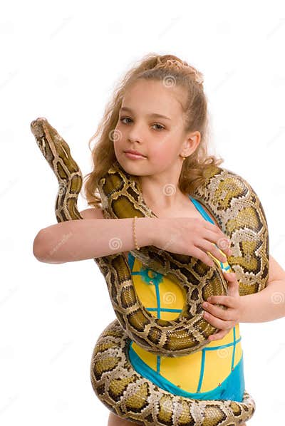Close-up of Sweet Girl with Pet Python Stock Photo - Image of cute ...