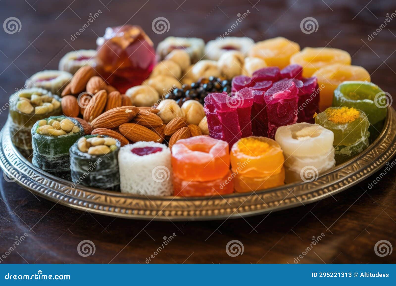 Close-up of Sweets Arranged on a Traditional Thumb Plate Stock Image ...