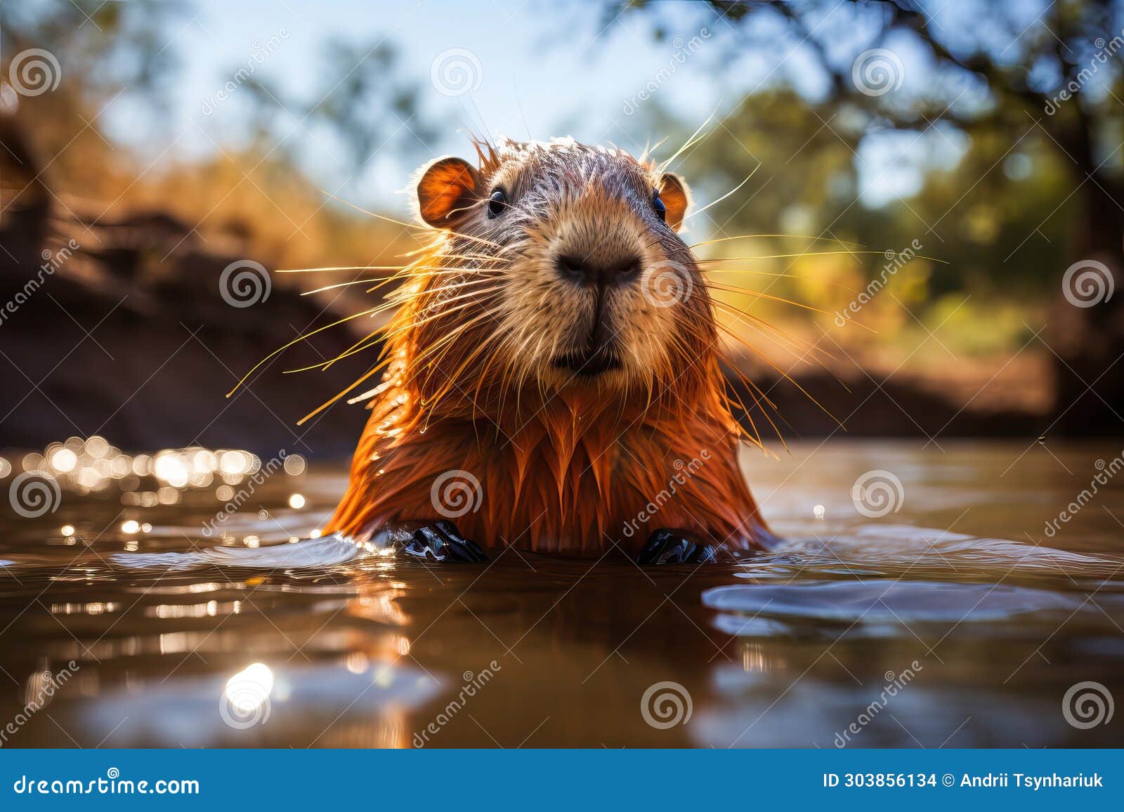 Close Up of a Capybara in the Water. Stock Photo - Image of south ...