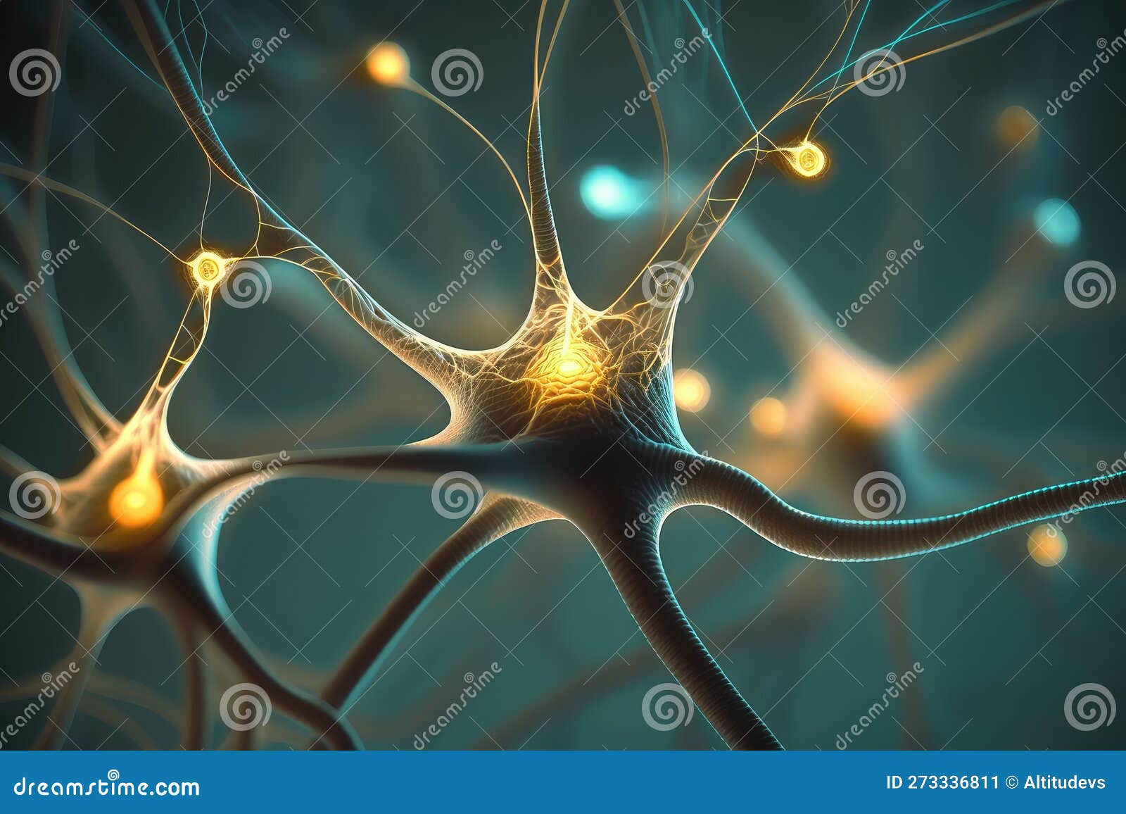 Close-up of Synapses, with Electrical Impulses Jumping between Neurons ...