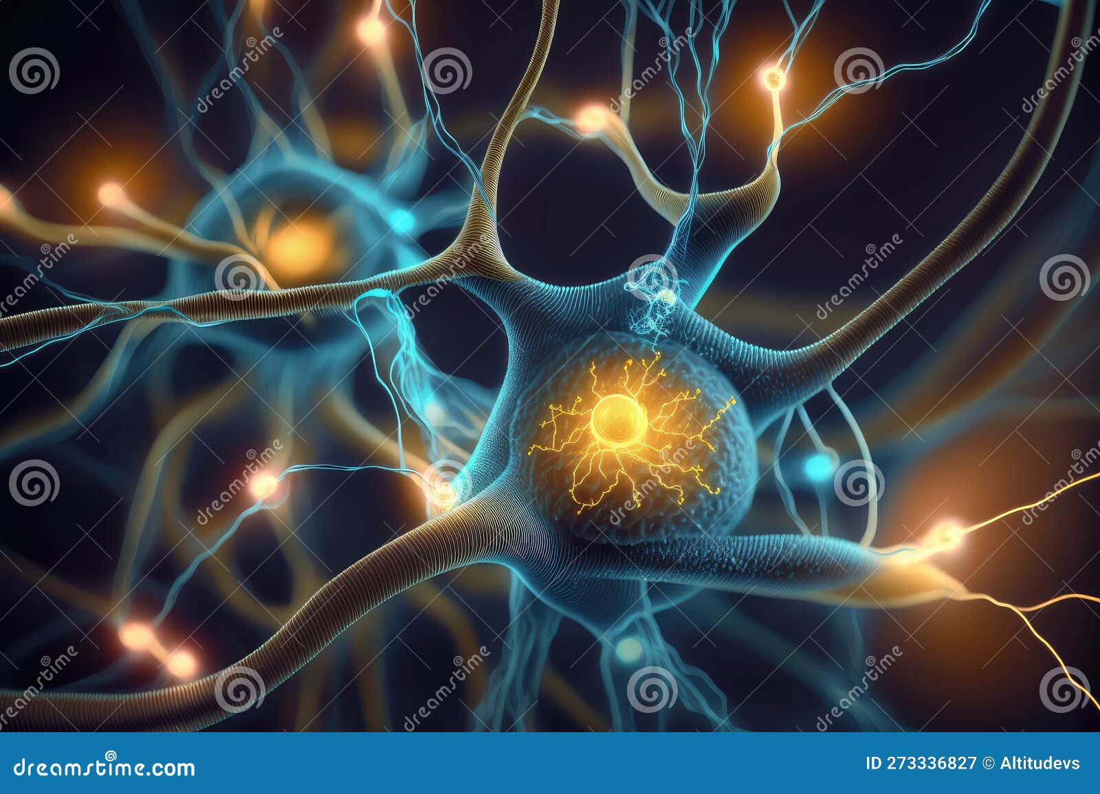Close-up of Synapses, with Electrical Impulses Jumping between Neurons ...