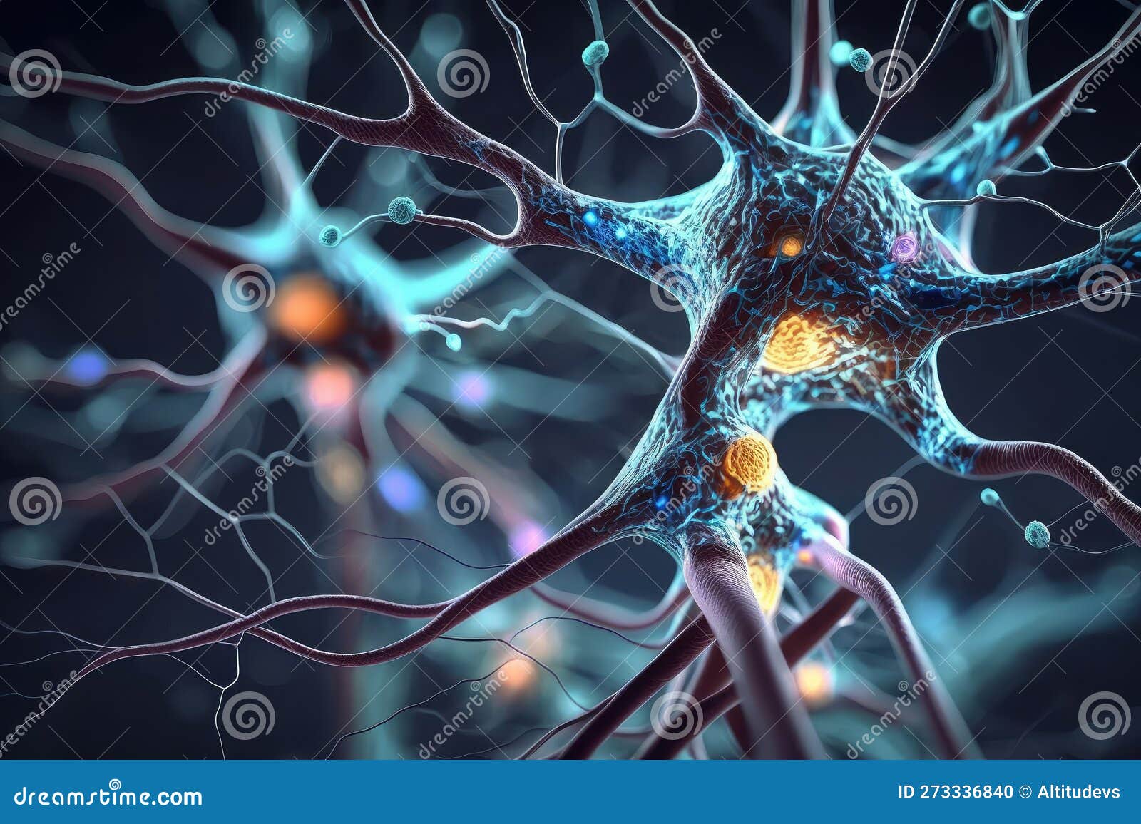Close-up of Synapses, with Electrical Impulses Jumping between Neurons ...