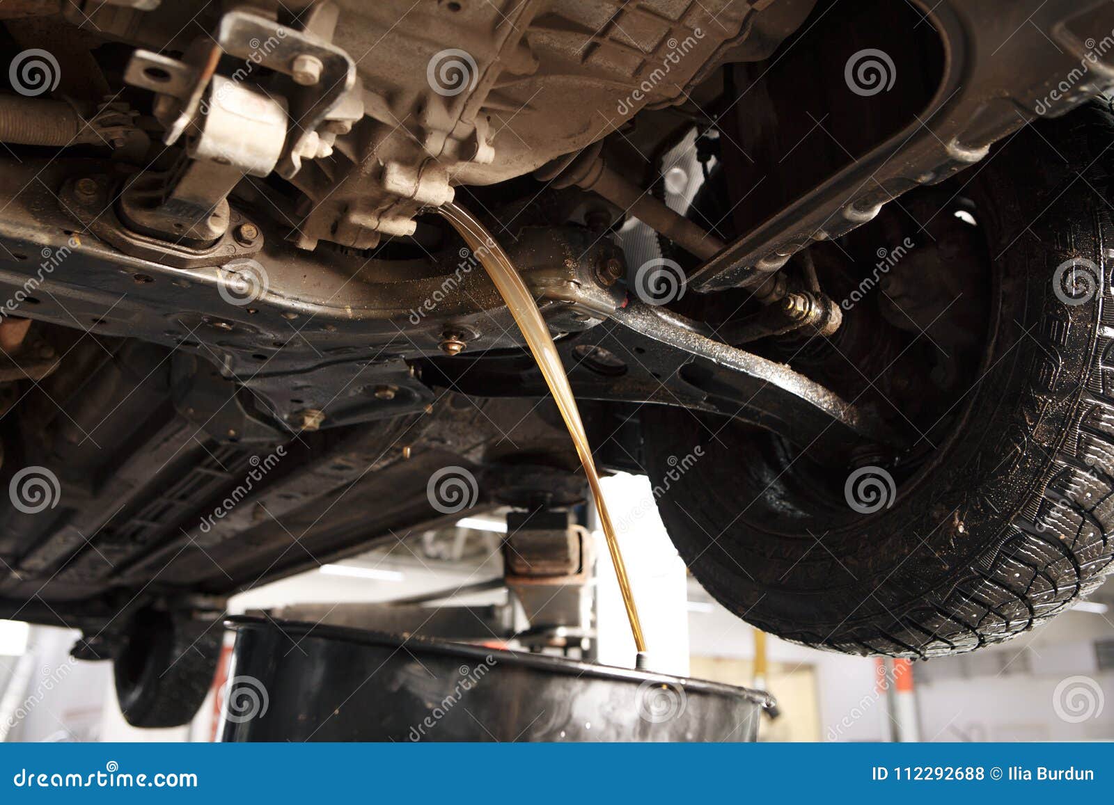 Close-up Synthetic Change Oil Box in Engine Front System Stock Photo ...