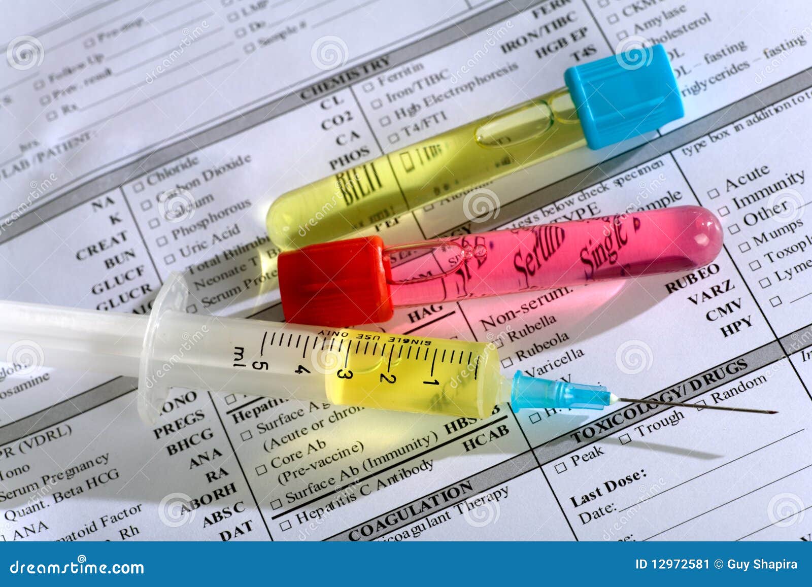 Close Up of Syringe with Test Tube Stock Image - Image of pathology ...