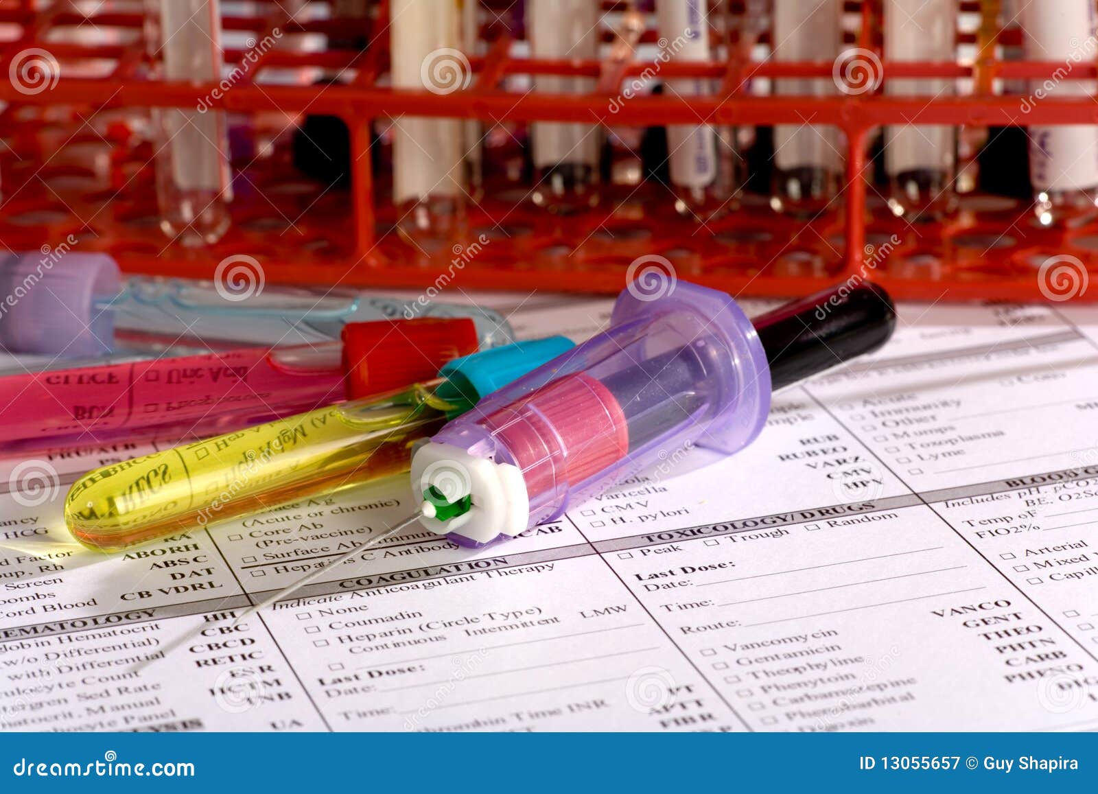 Close Up of Syringe with Test Tube Stock Image - Image of multicolour ...