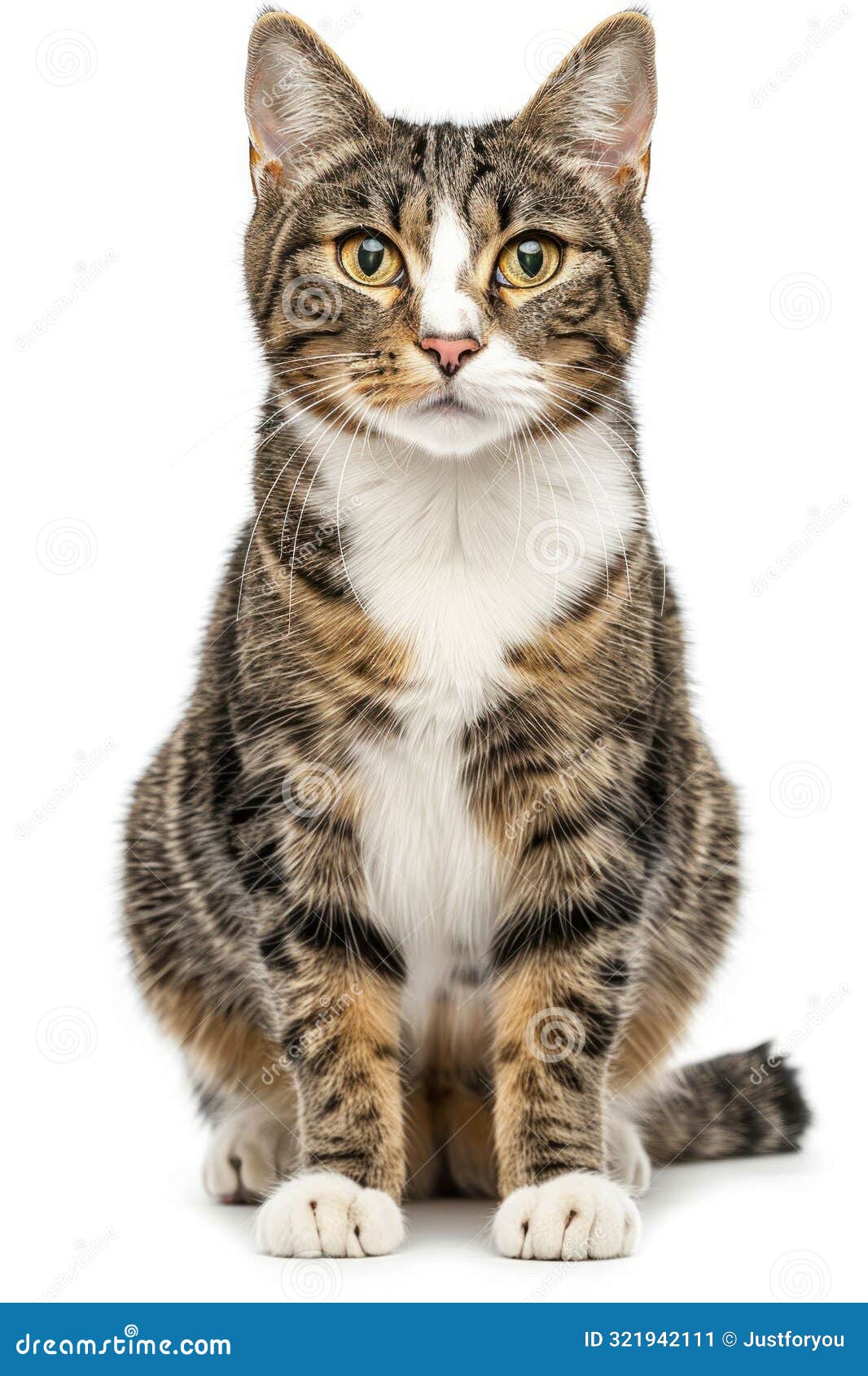 Close-Up of Tabby Cat on White Background. Generative Ai Stock ...