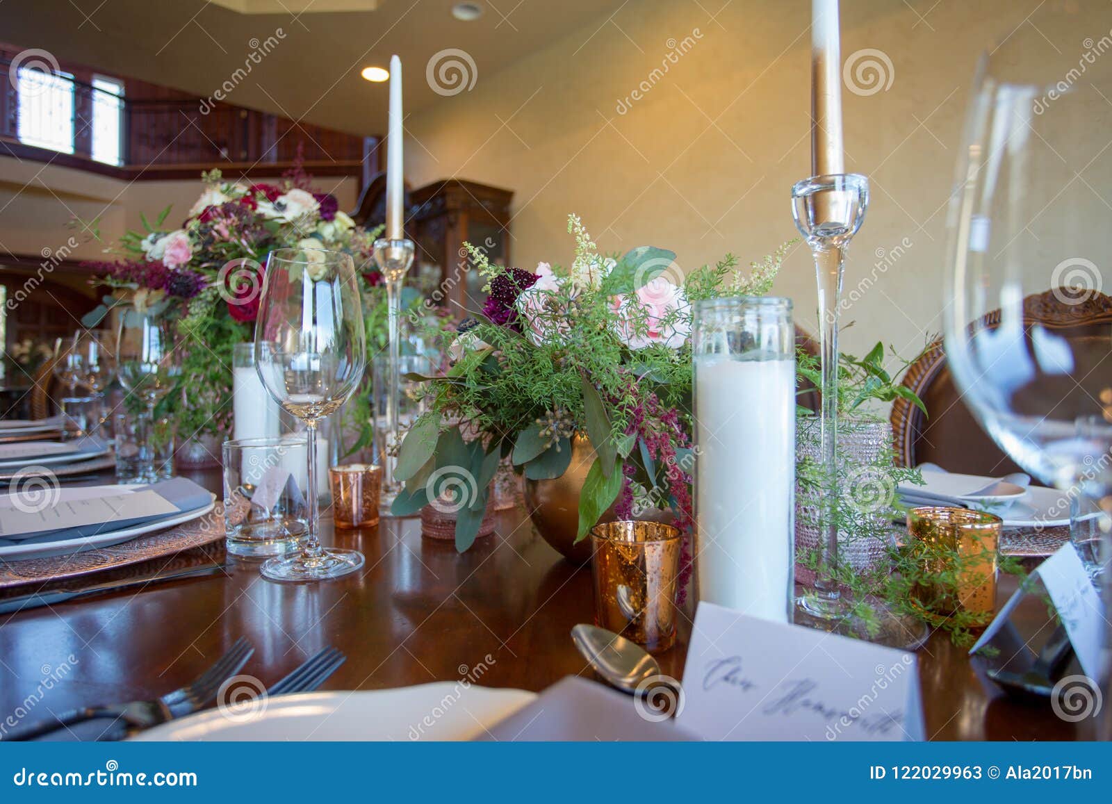 Table Set with Fresh Flowers Stock Image - Image of furniture, elegant ...