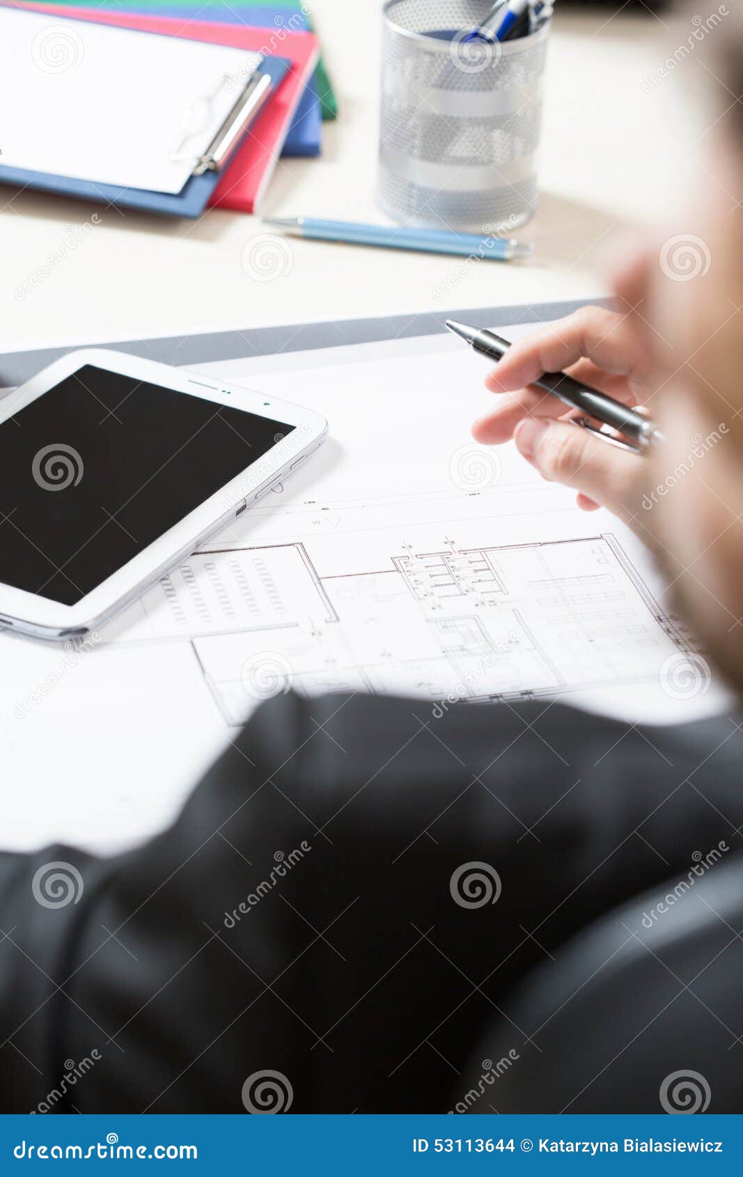 Close- Up of Tablet and Project Stock Photo - Image of person ...