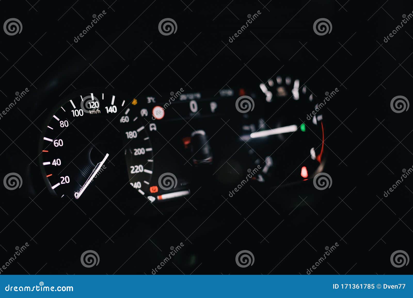 Close-up. Tachometer Speedometer and Virtual Dashboard of a Premium Car ...