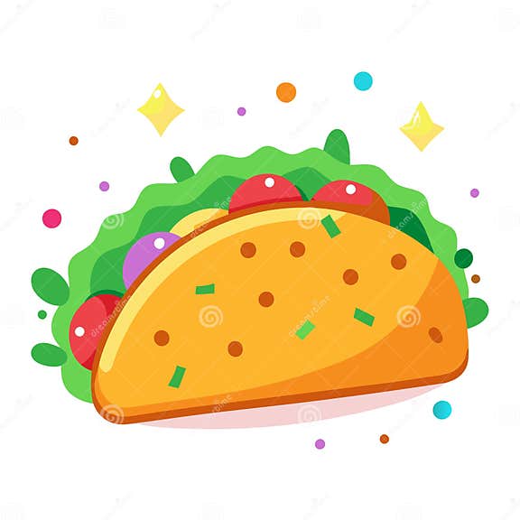 Close Up of Taco on Table with Confetti. Stock Vector - Illustration of ...