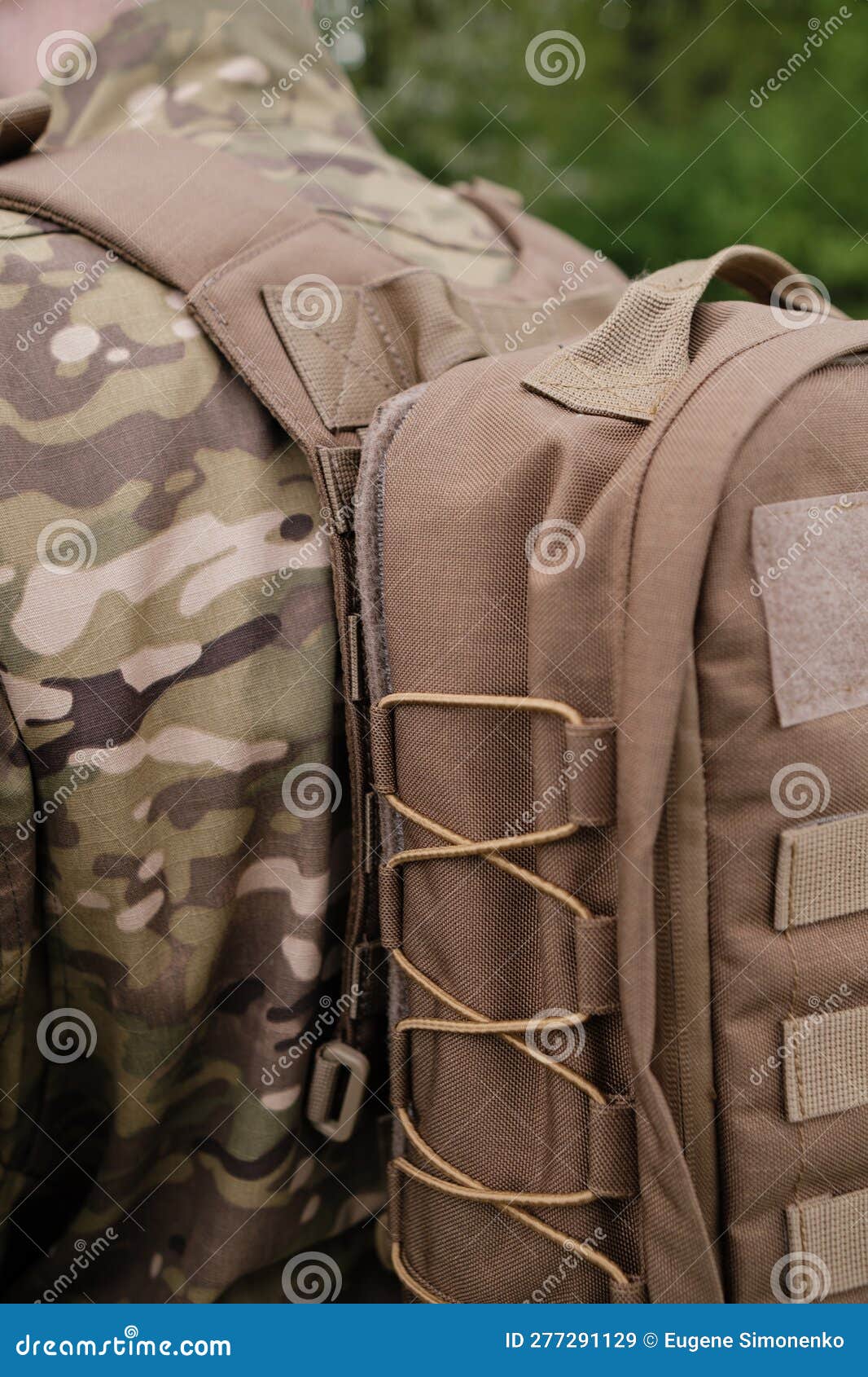 Close-up of Tactical Backpack Details on Soldier Stock Image - Image of ...